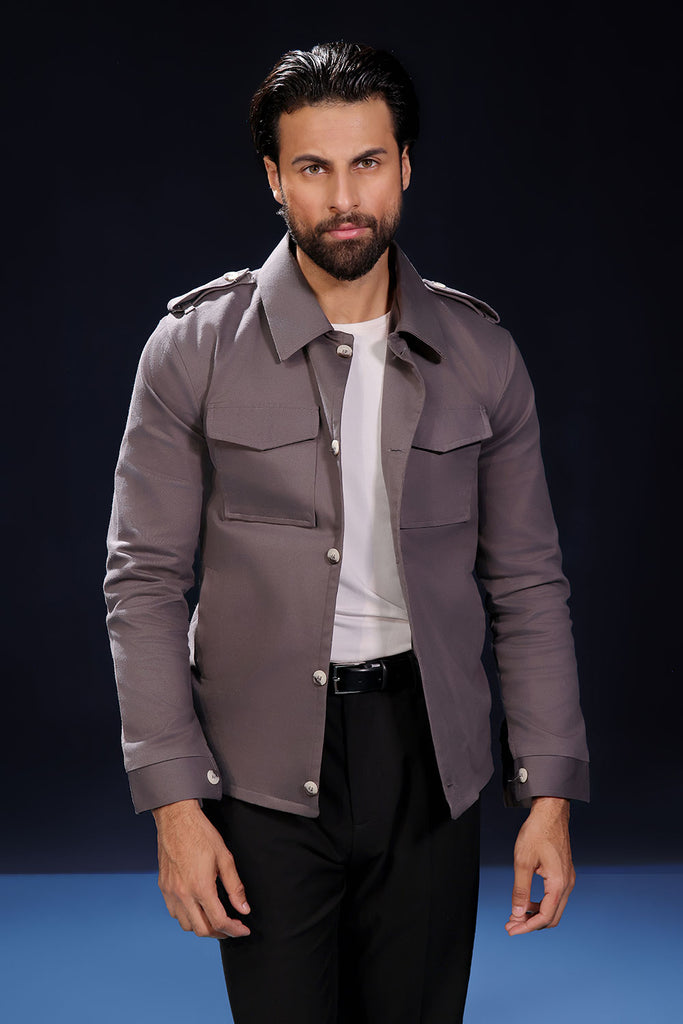 Grey Hybrid Utility Shacket | ZED