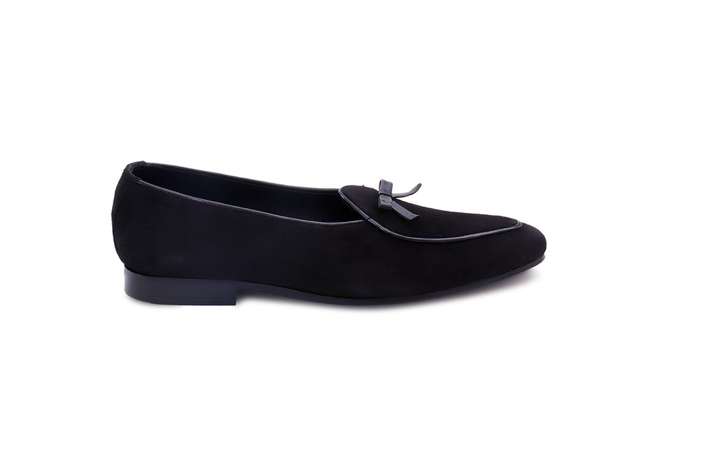 Super Low Black Bow Tie Suede Loafer | ZED Super Low Black Bow Tie Suede Loafer | ZED