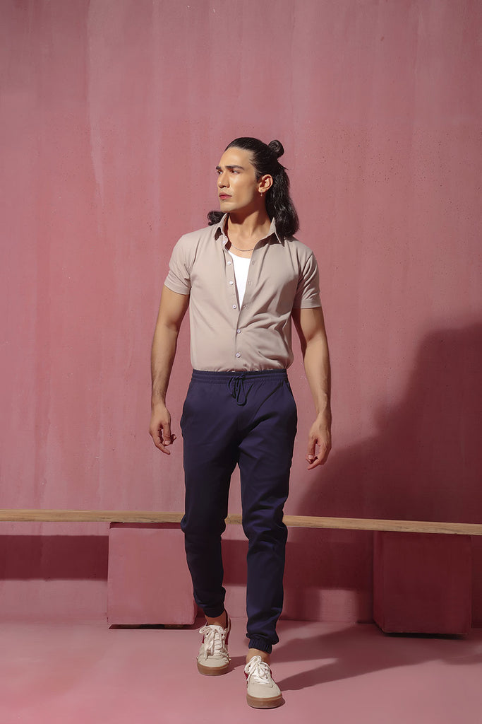 Navy Blue Slim Fit Chino Jogger Pants | ZED