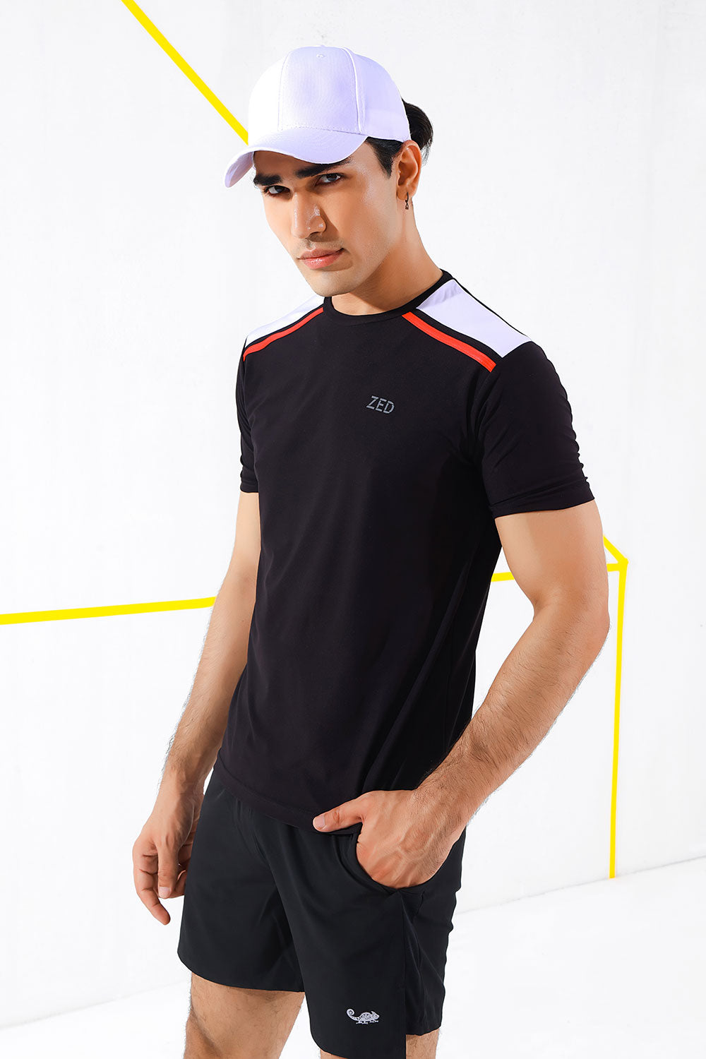 ZED Black Active Stripe Performance Training T-shirt | ZED