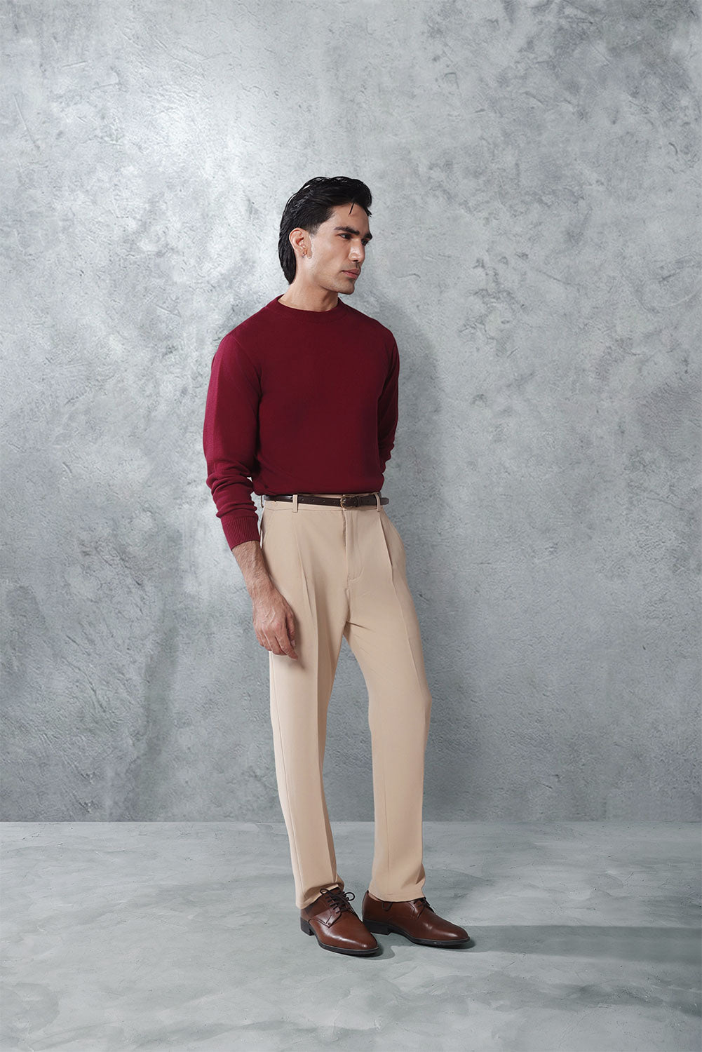 Maroon HQ Knitted Full Sleeves T-shirt | ZED